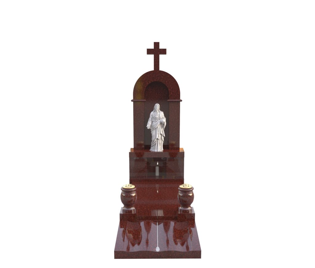 BEAUTIFUL ARCH STYLE KERBSET HEADSTONE WITH MARBLE FIGURE BUILT IN ...
