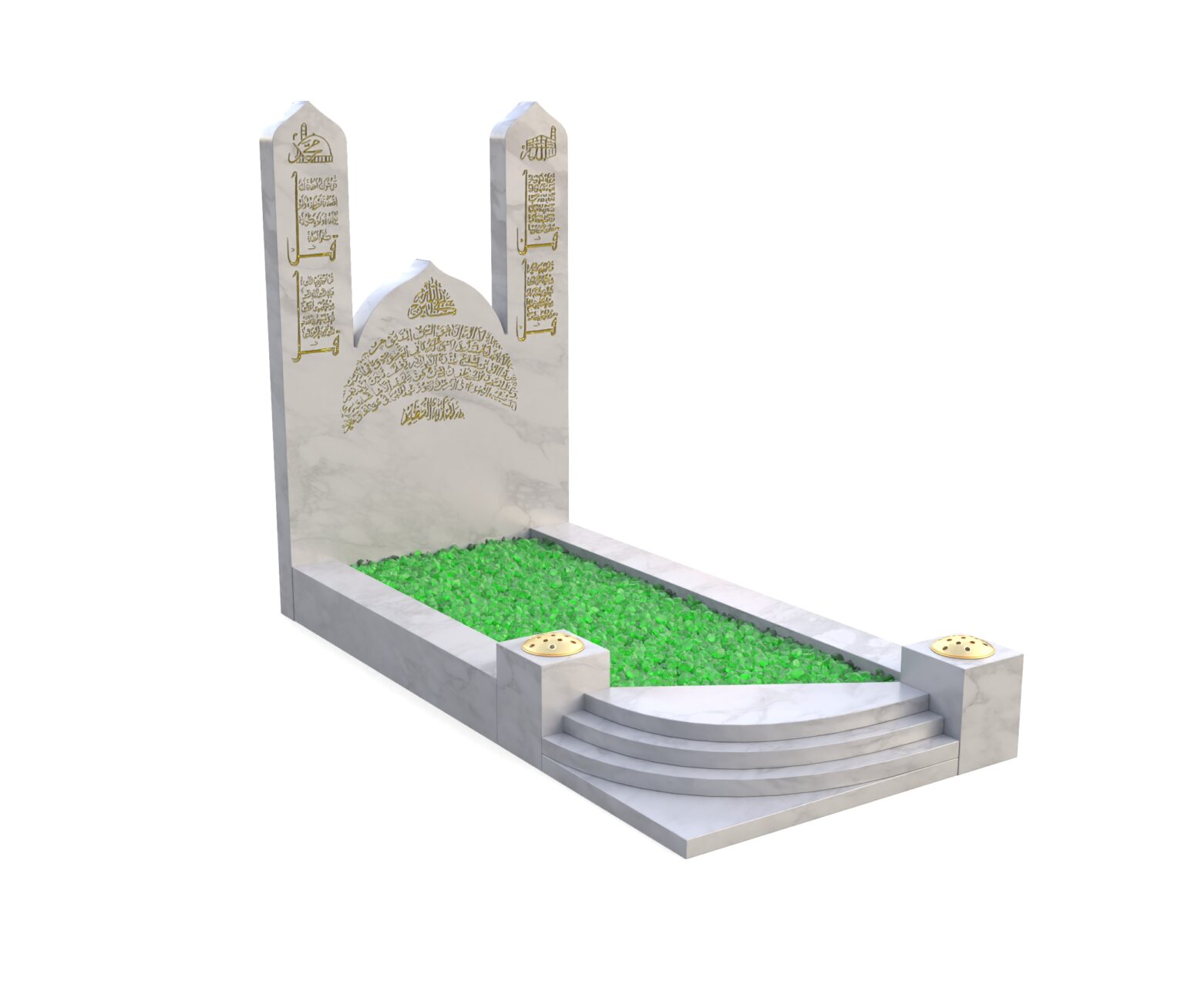 STUNNING MOSQUE SHAPED HEADSTONE AND KERBS FINISHED WITH STEPS AND ...
